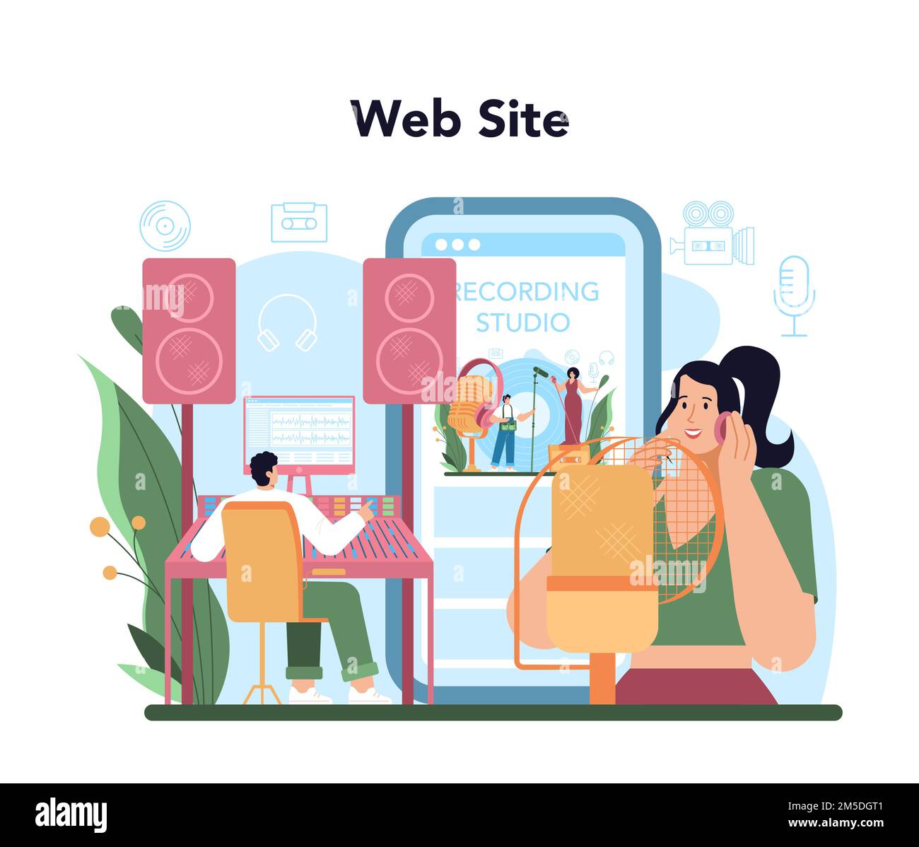 Audio engineer online service or platform. Music production industry ...