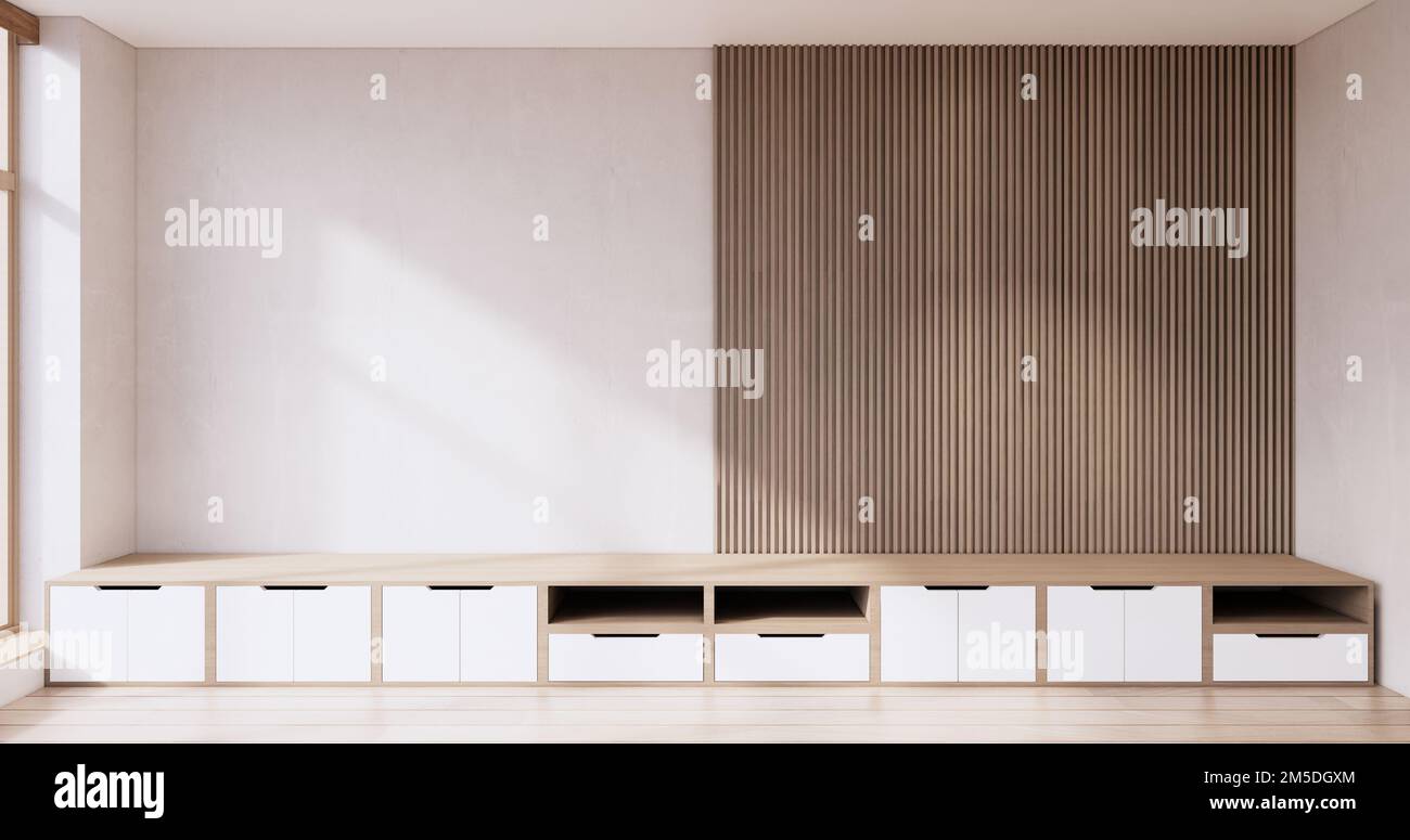 Idea Box Wall Shelves on minimal living room japandi style design Stock ...