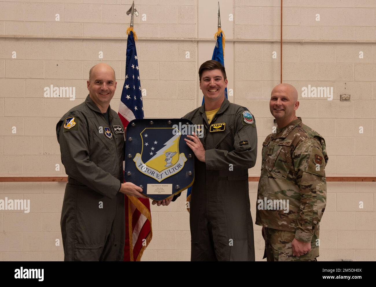 Capt. Patrick Mayfield, 54th Fighter Group annual award winner, accepts ...