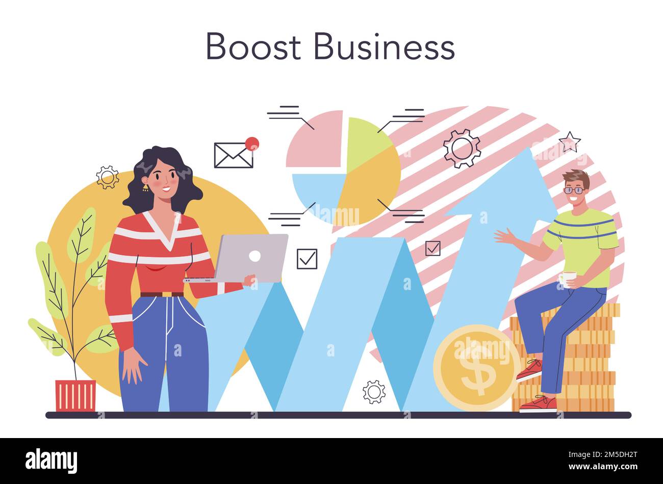 Business boost concept. Company and personal career success. Busines ...