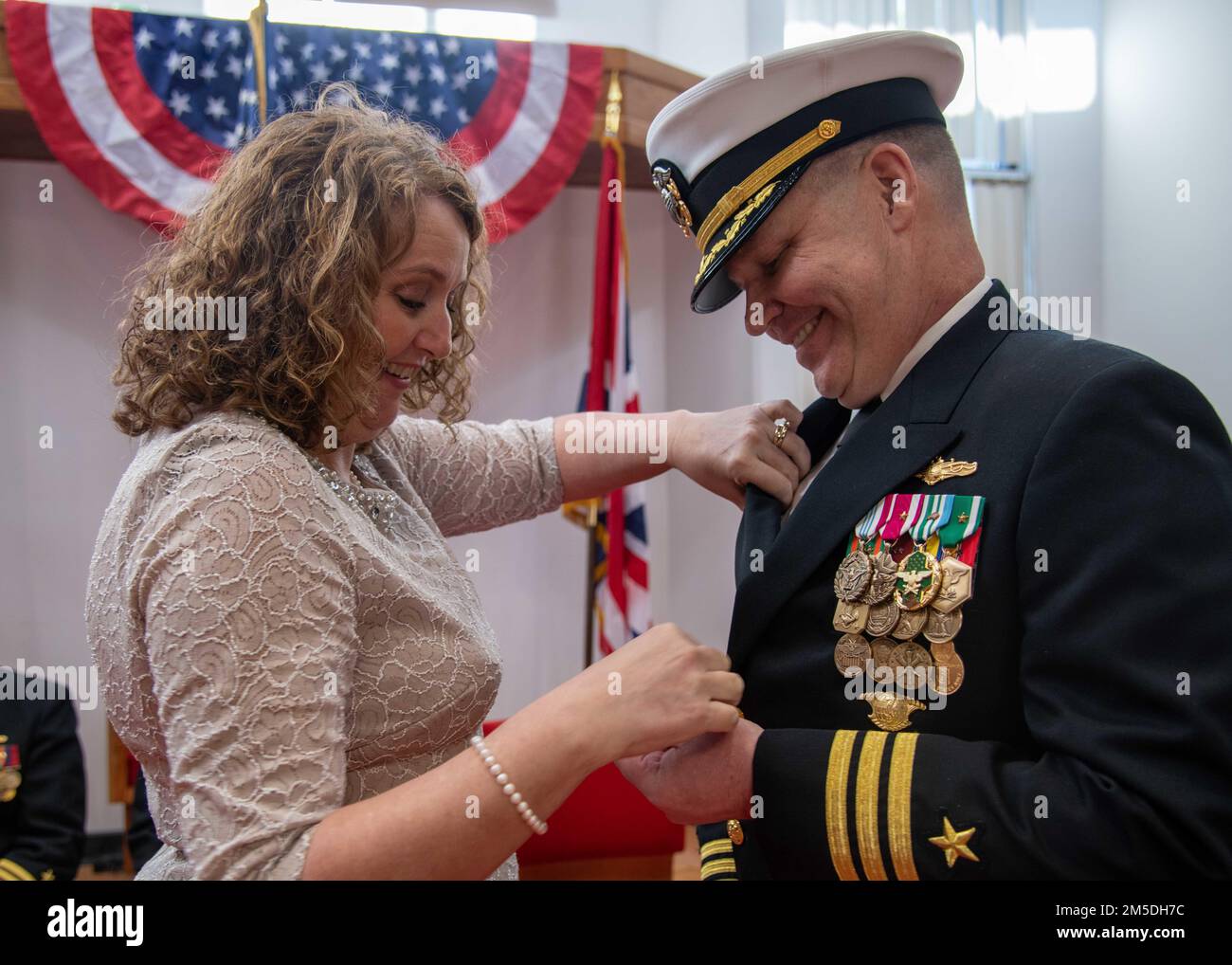 Cmdr. Kenneth Myrick, from Stringer, Mississippi, is pinned with a ...