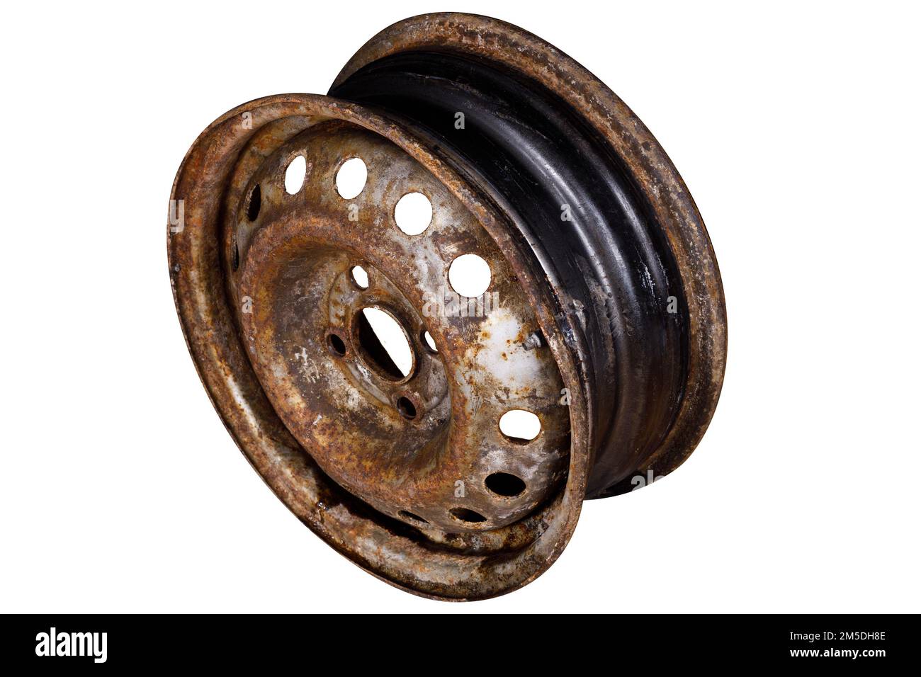 rusty metal car rim isolated on white background. side view Stock Photo - Alamy