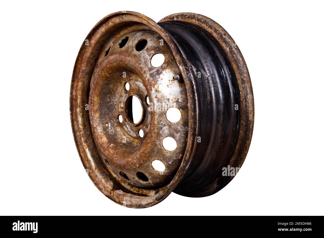 metal car rim with rust isolated on white background. side view Stock Photo - Alamy