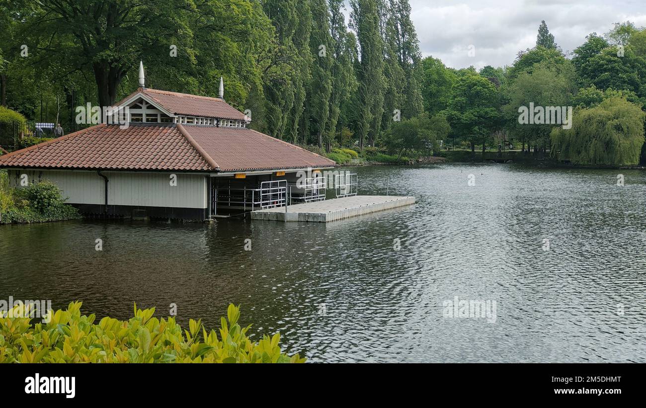 A beautiful view of the Walsall Arboretum park on a cloudy day in ...