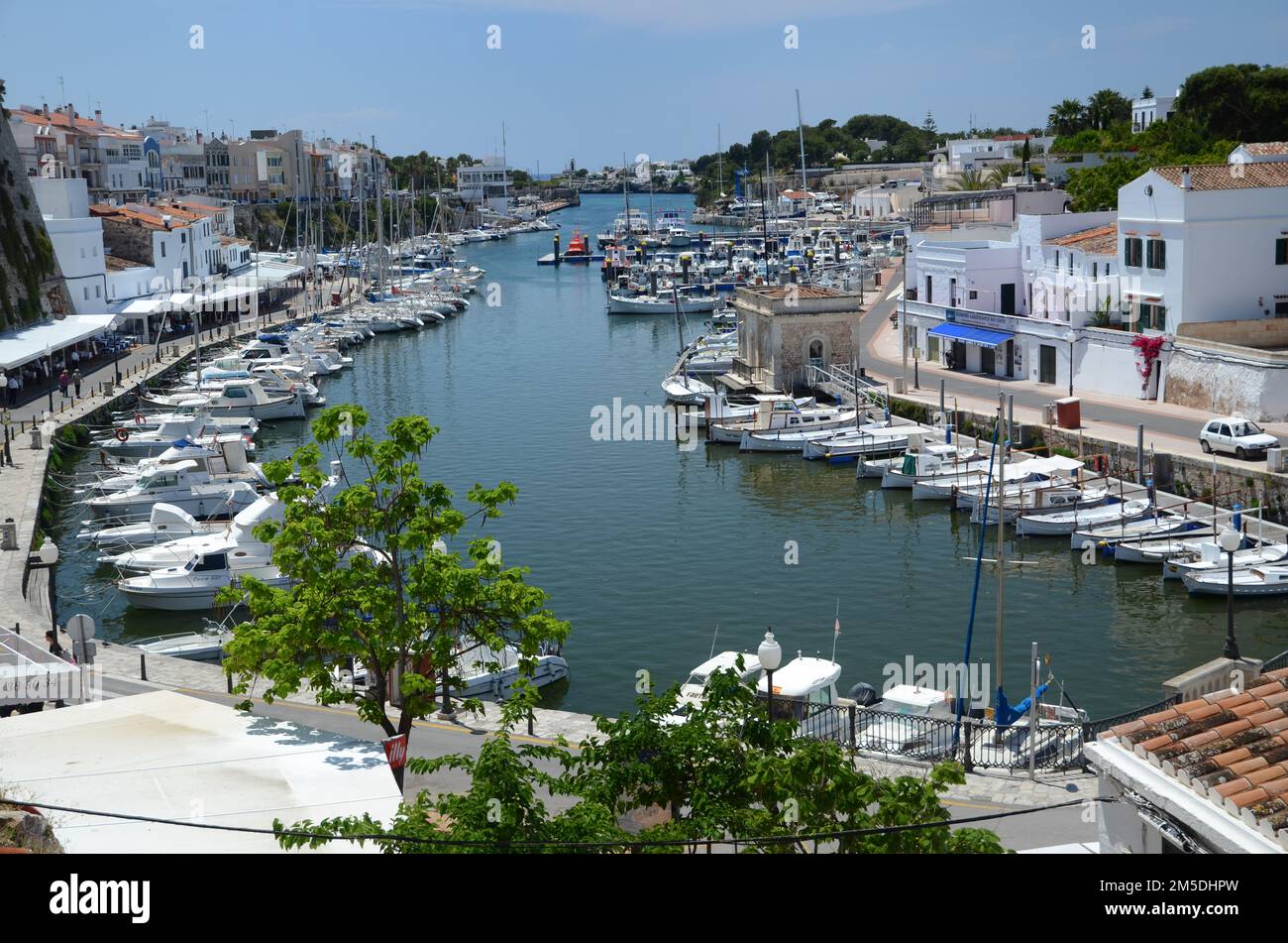 The marina in the ancient capital city of Ciutadella, Menorca, Spain ...