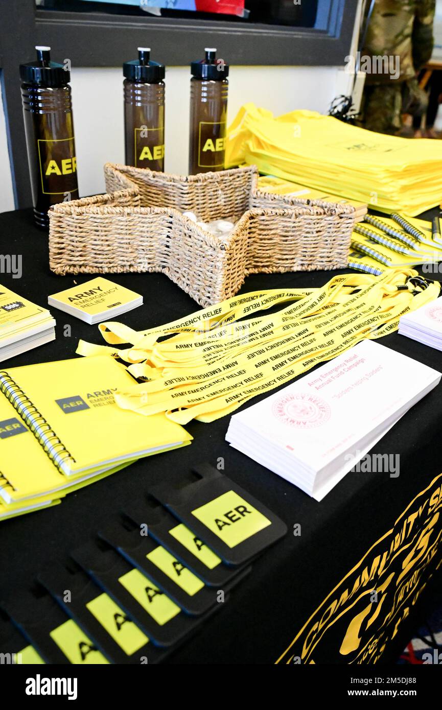 Army Emergency Relief swag was displayed on a ‘help yourself’ table ...