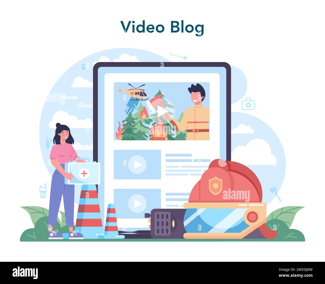 Fireman online service or platform. Professional fire brigade firhting ...