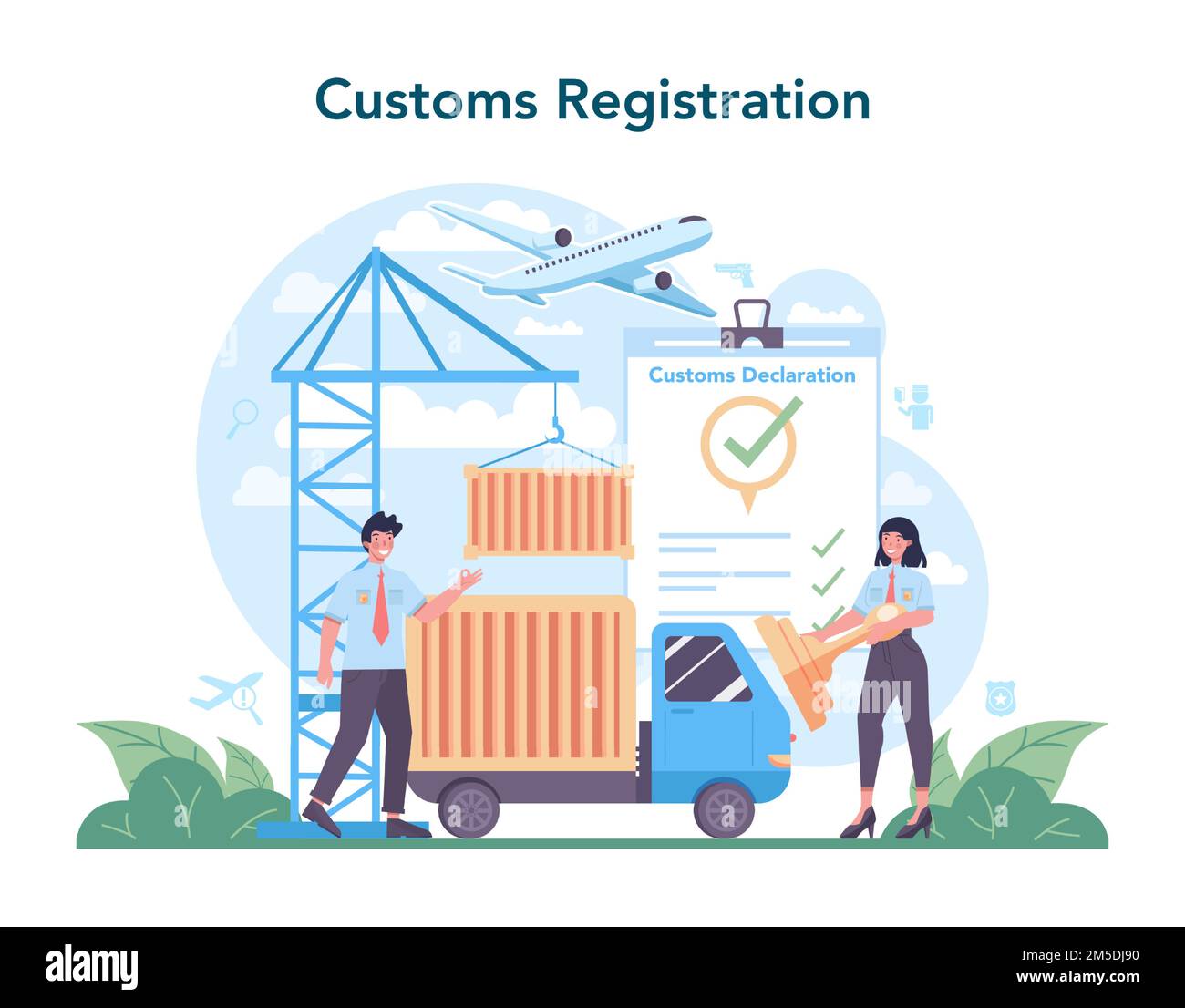 Customs Officer Concept Passport Control At The Airport Security Checkpoint And Registration