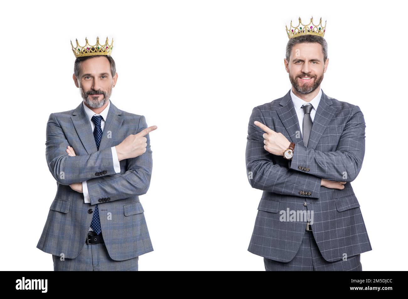 photo of successful businessmen point finger on copy space. successful ...