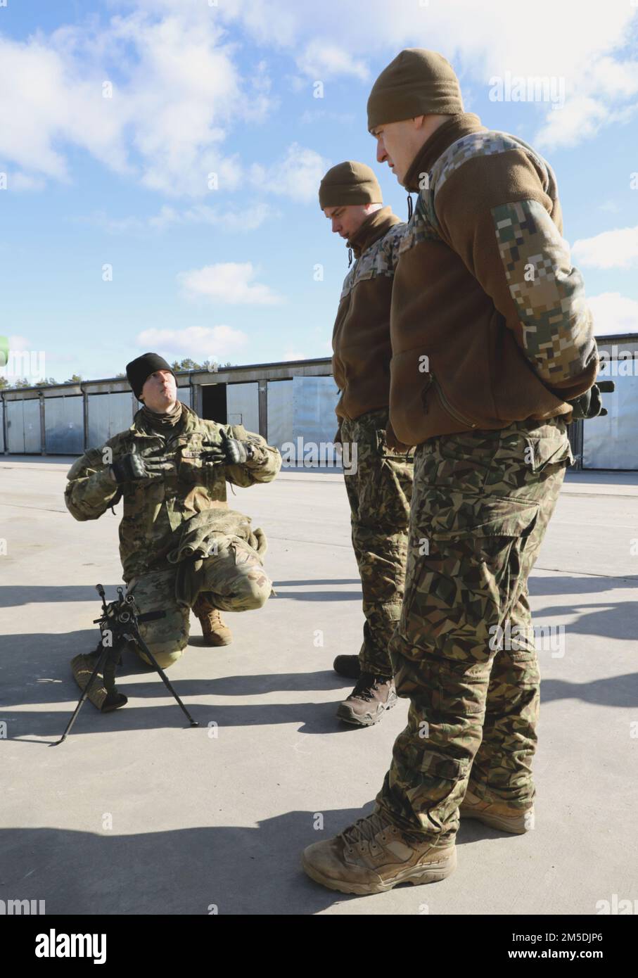 US Army Pfc. Tristan Key, a battle system operator in the 5th Battalion ...