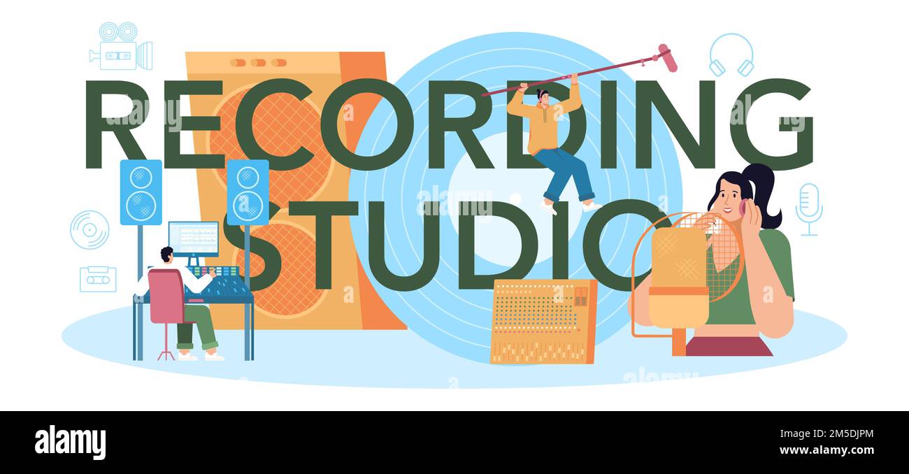 Recording studio typographic header. Music production industry, sound ...