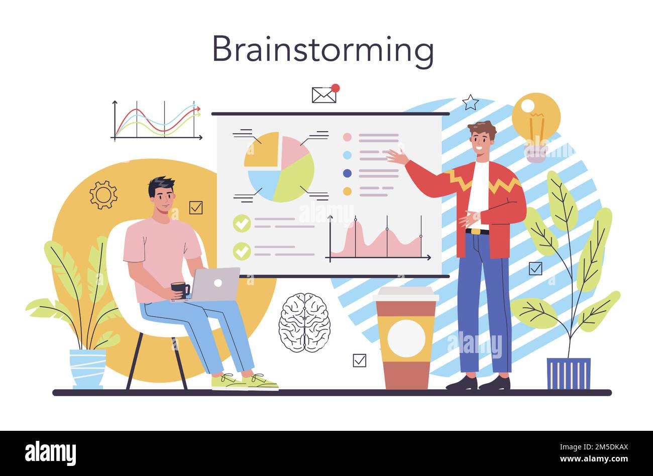 Brainstorm concept. New idea generation in teamwork discussion. Making ...