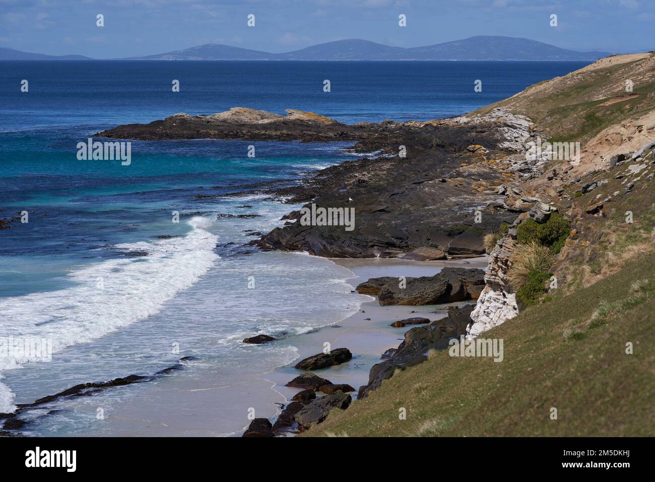 Scenic landscape of Carcass Island in the Falkland Islands Stock Photo ...