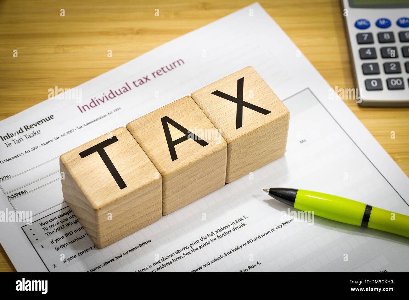 New Zealand, Individual tax return form, Inscription tax on wooden ...