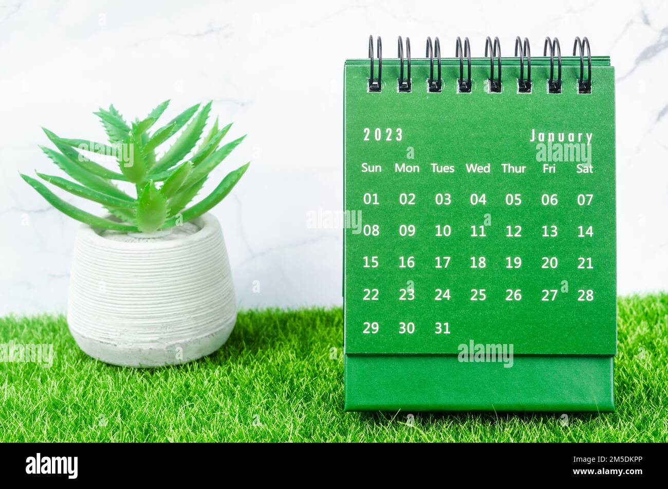 Green January 2023 Monthly desk calendar for 2023 year on grass Stock ...