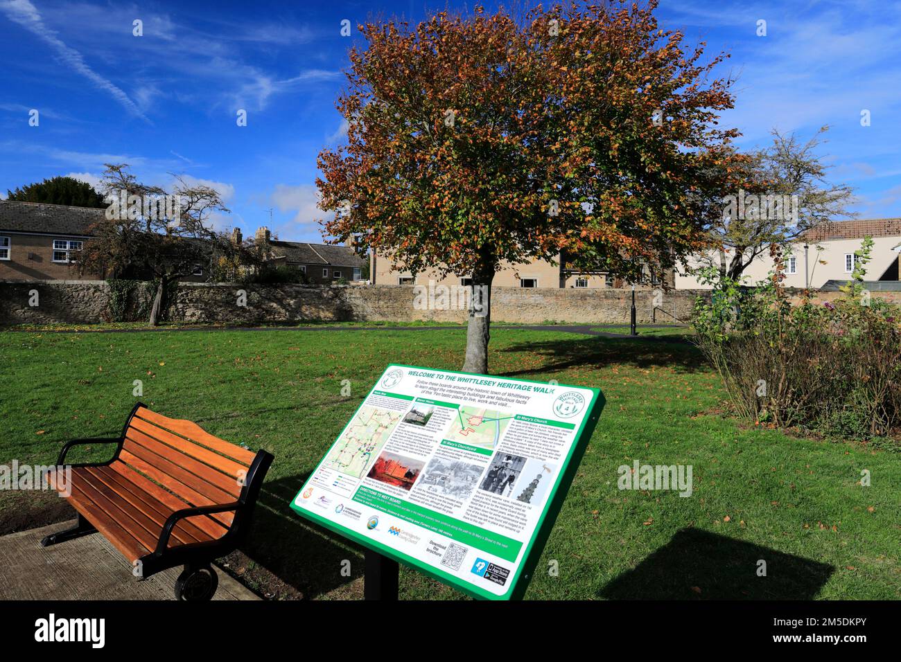 Heritage Walk sign, St Marys Church, Whittlesey town, Cambridgeshire ...