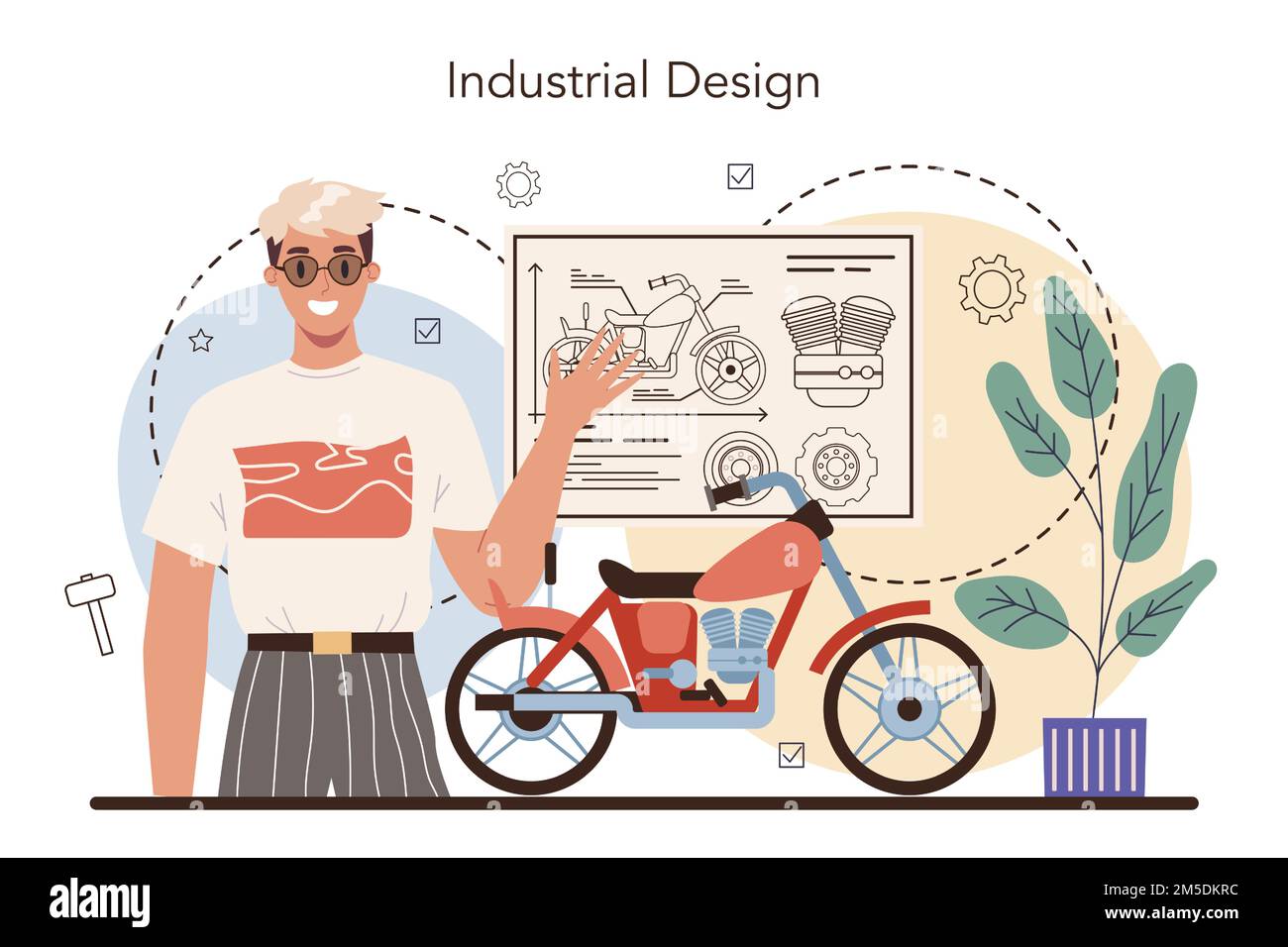 Industrial designer concept. Artist creating modern environment and ...