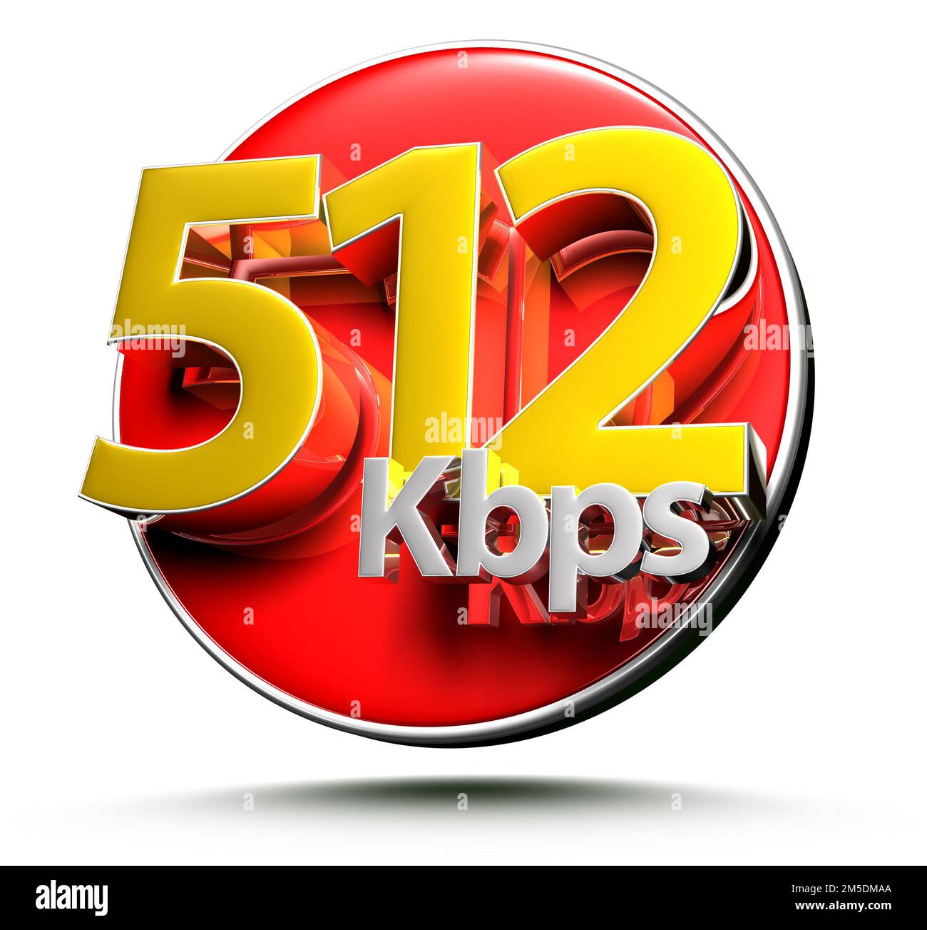 512 kbps red circle 3D illustration on white background have work path. Advertising signs ...