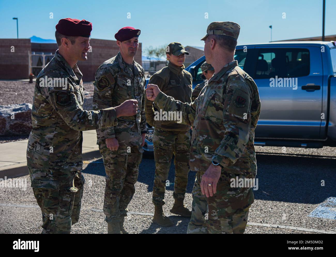 U.S. Air Force Gen. Mark Kelly, commander of Air Combat Command, greets ...