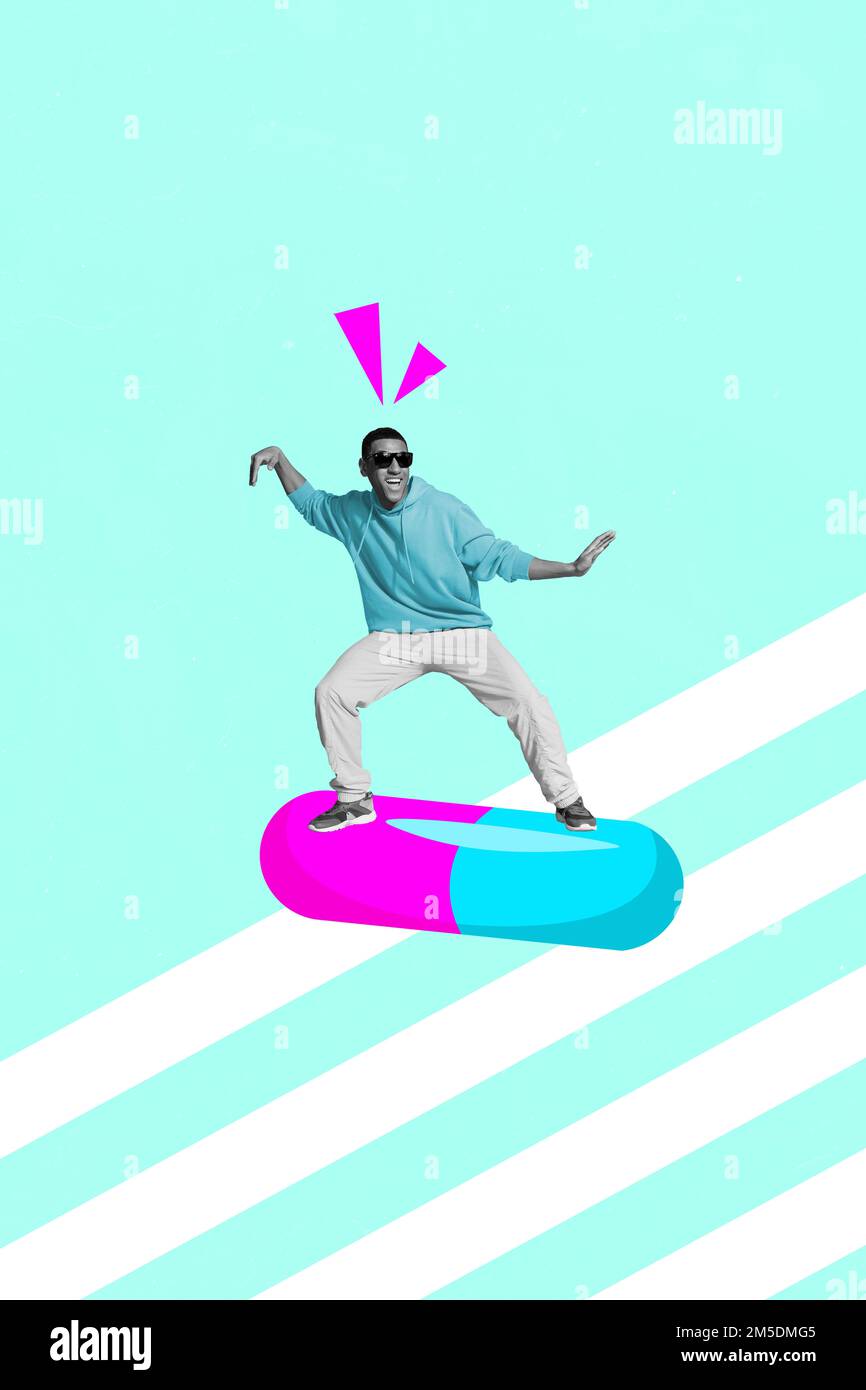 Creative photo 3d collage artwork poster picture of sporty funky crazy ...