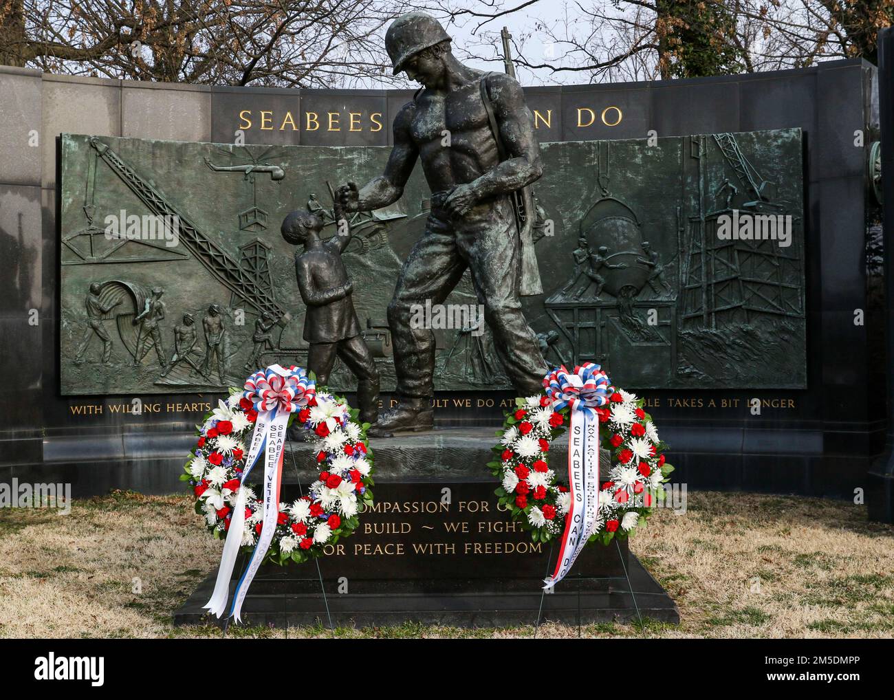 ARLINGTON, Va. (March 5, 2022) -- Two Wreaths are placed at the Seabee ...