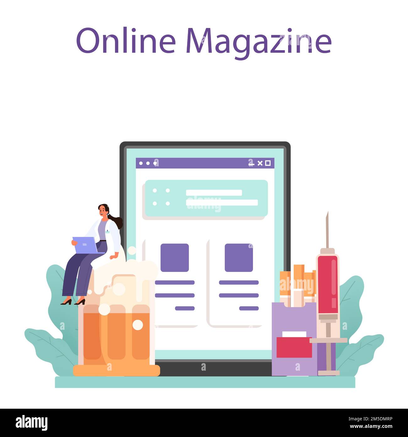 Narcologist web banner or landing page. Drug and tobacco addiction ...