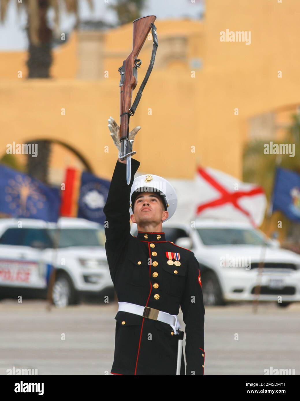 A U.S. Marine with the Silent Drill Platoon, Battle Color Detachment ...