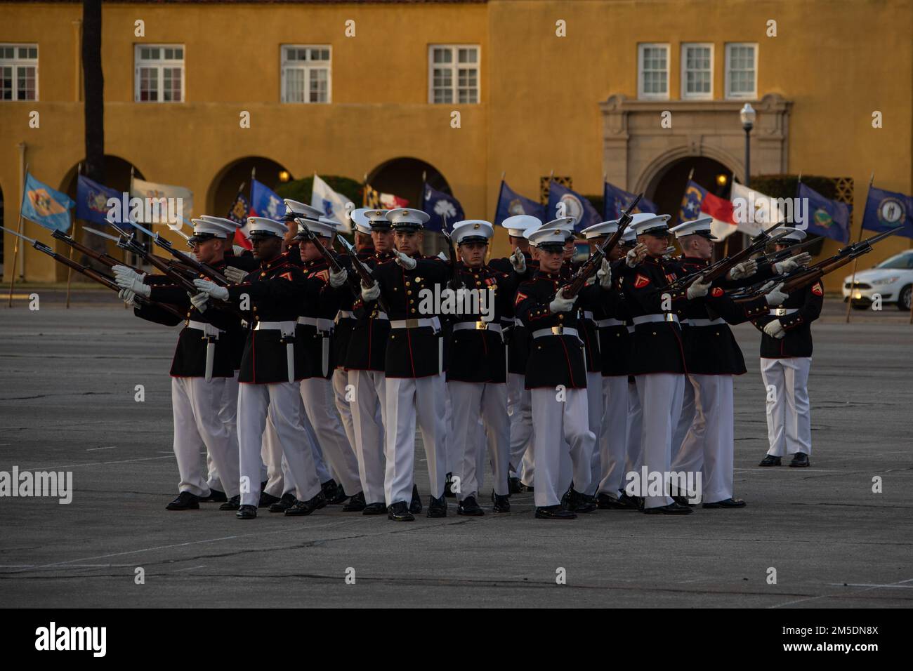 U.S. Marines with the Silent Drill Platoon, Battle Color Detachment ...