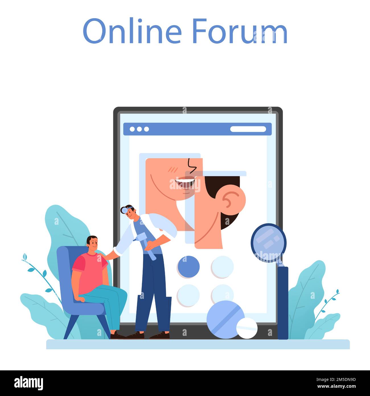 Otorhinolaryngologist online service or platform. Healthcare concept ...