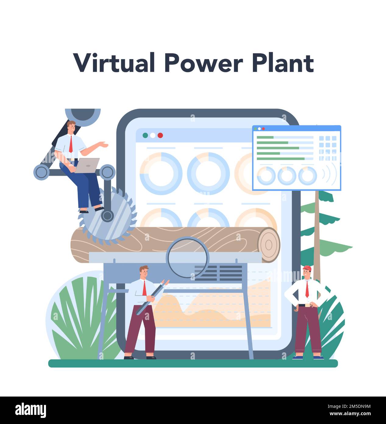 Wood industry online service or platform. Woodworking line operator as ...