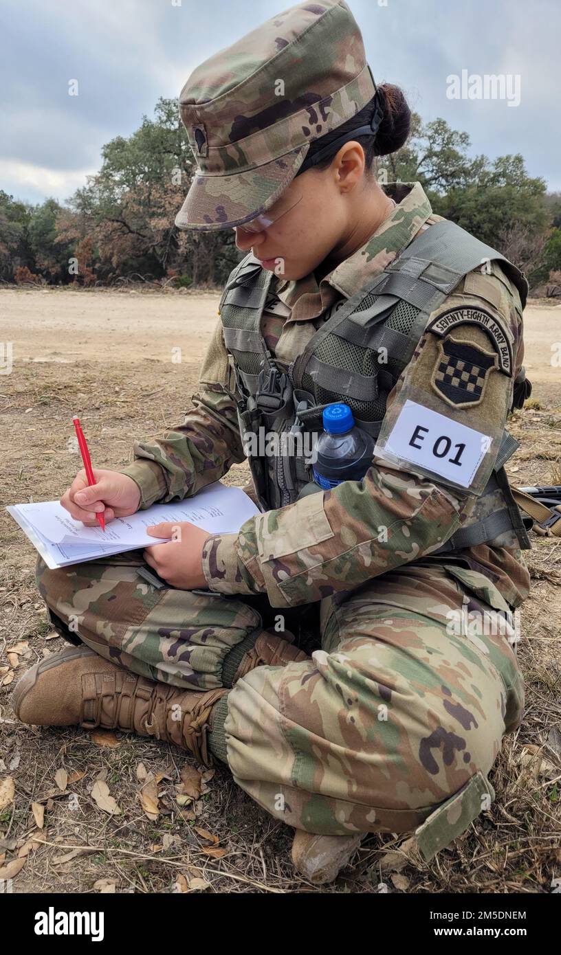 Spc. Isabel Jaime, a trumpet player with the 99th Readiness Division’s ...