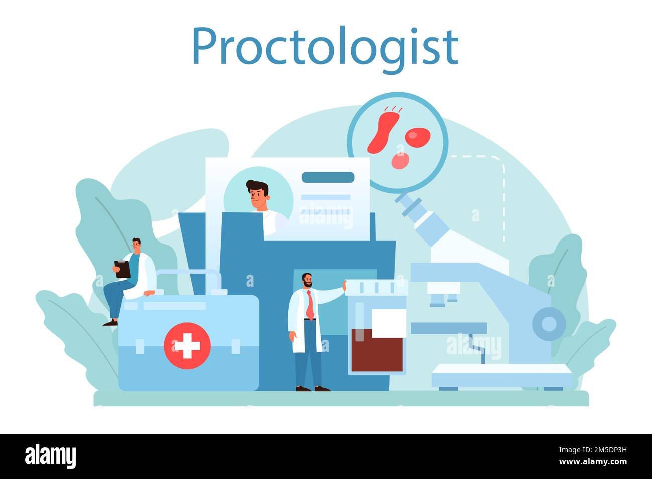 Proctologist concept. Doctor examine intestine. Idea of health and ...