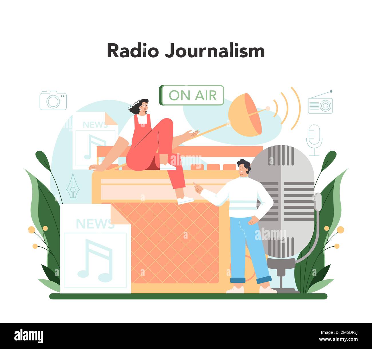 Journalist concept. Idea of news broadcast in the studio. Radio host ...