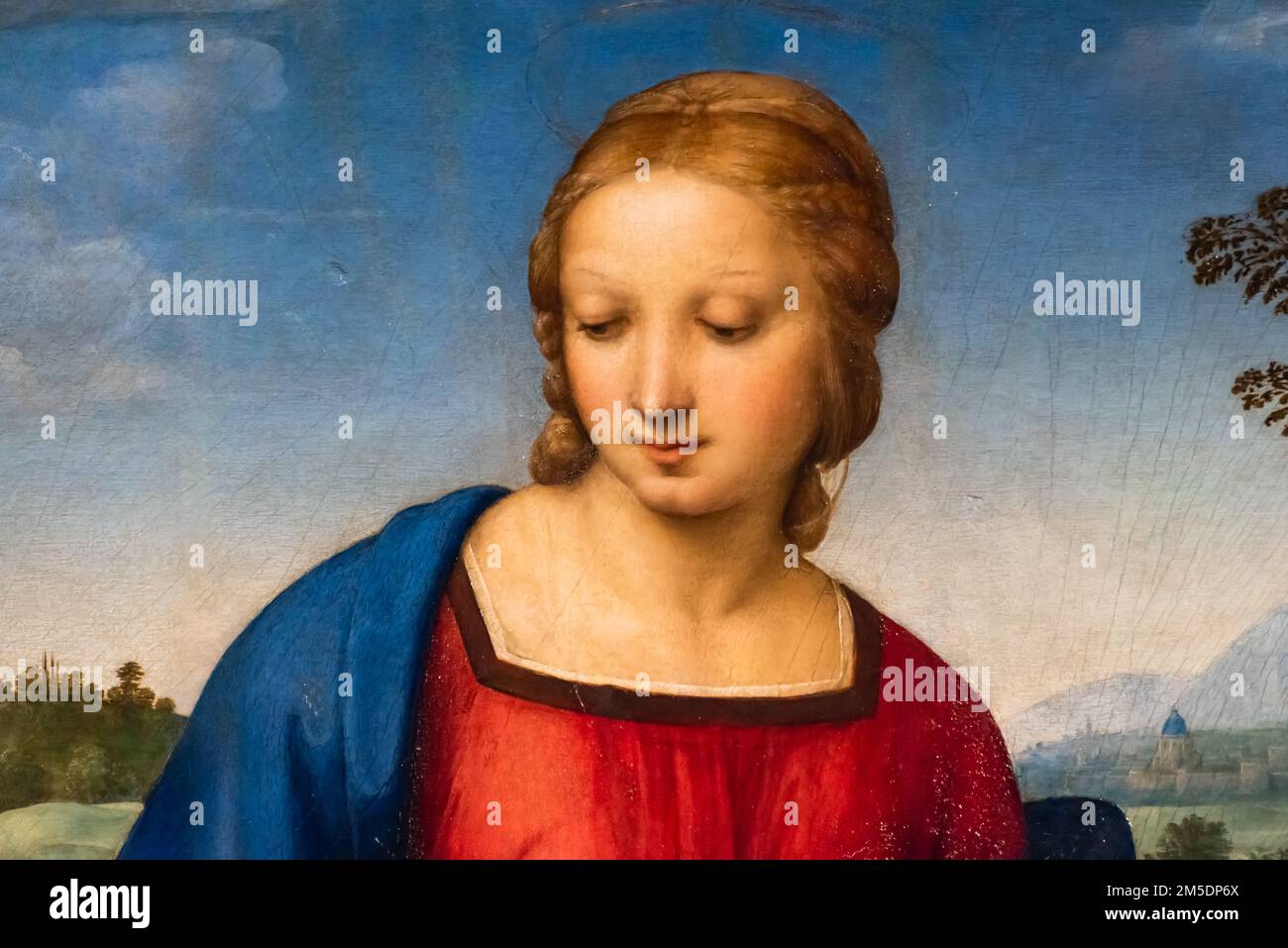 Close-up on face of blond medieval girl portrait Stock Photo - Alamy