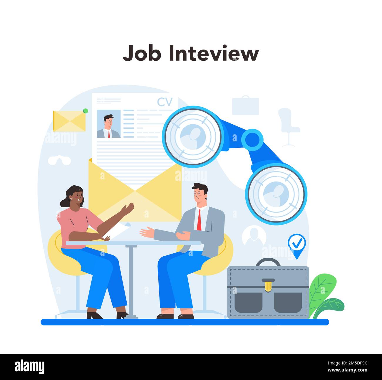 Job interview concept. Idea of employment and hiring procedure. Recruiter searching for a job ...