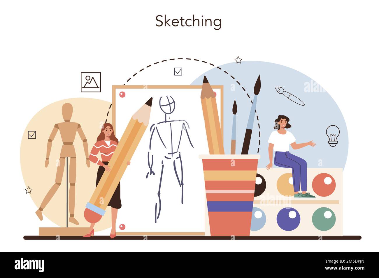 Illustration designer. Artist drawing picture for book and magazines in ...