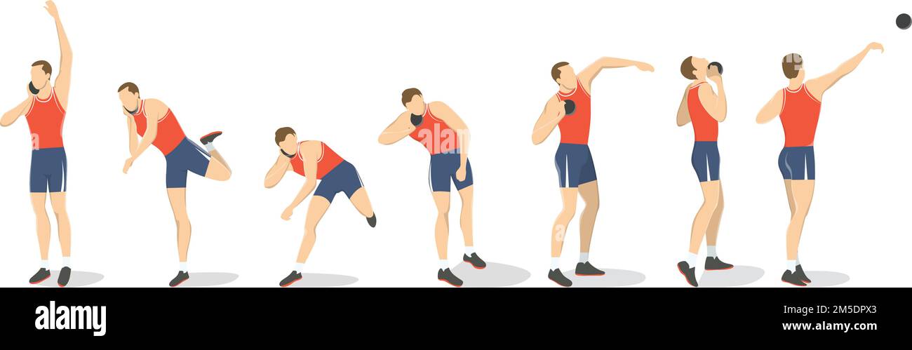 Shot put set. Set of athlete's rutting of the shot Stock Vector Image ...