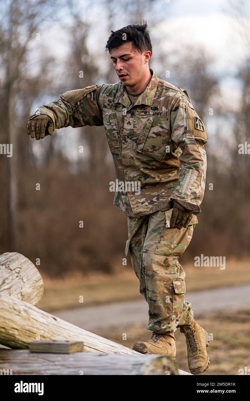 Sgt. Alex Orta, of the Company B, 2-151 Infantry, balanced his way ...