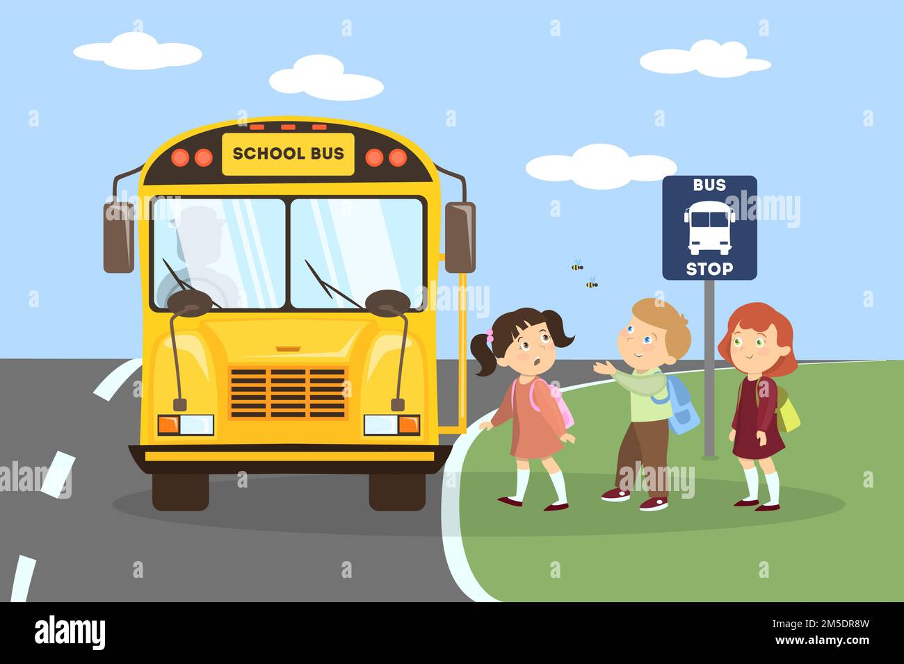 School bus with children. Going to school classes Stock Vector Image ...
