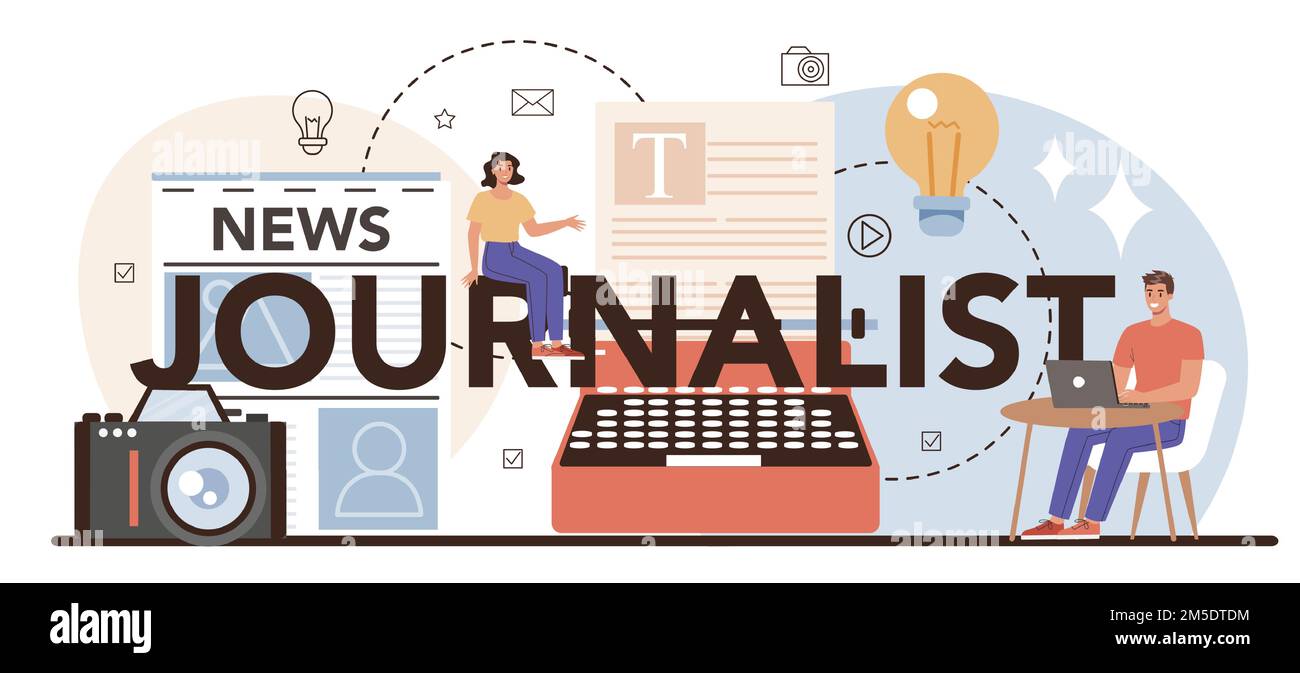 Journalist typographic header. Newspaper, internet and radio journalism ...