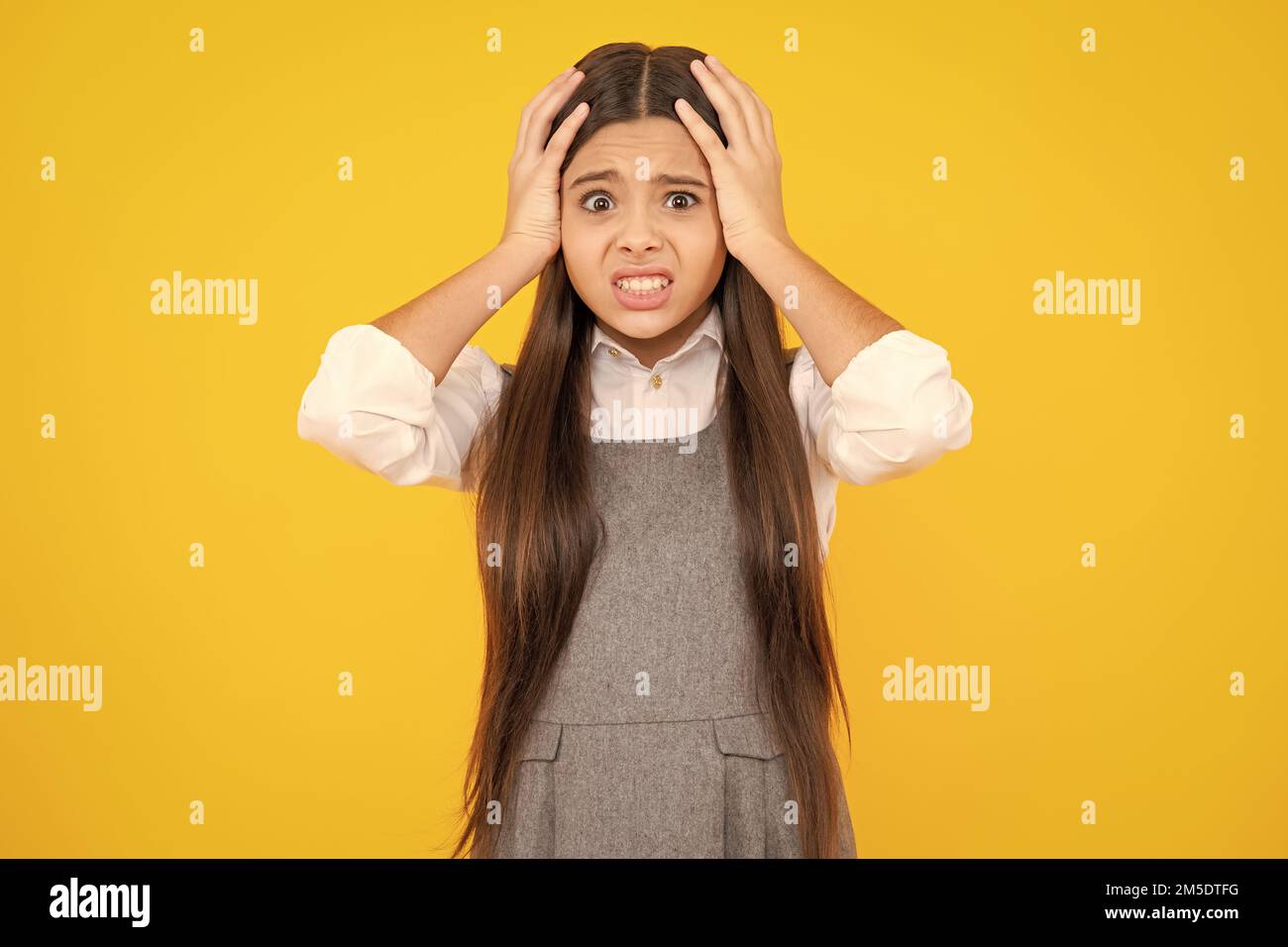 Angry face, upset emotions of teenager girl. Angry portrait young girl ...
