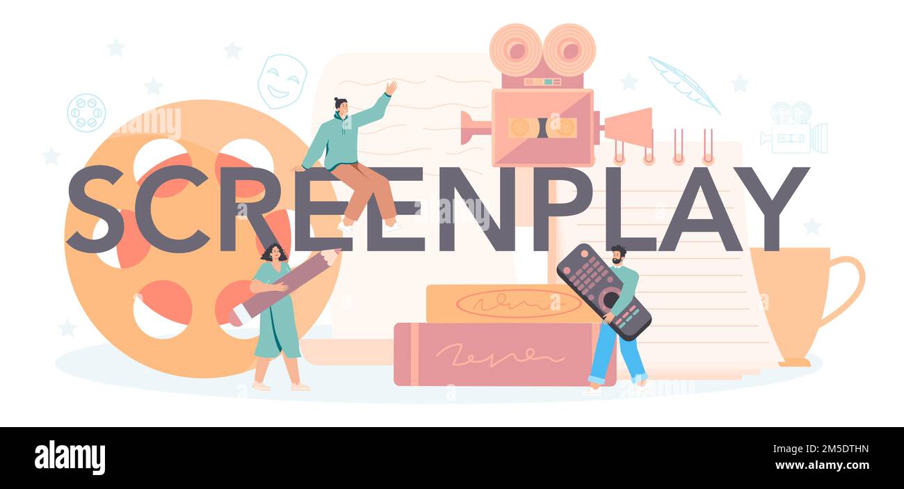 Screenplay typographic header. Playwright create a screenplay for movie ...