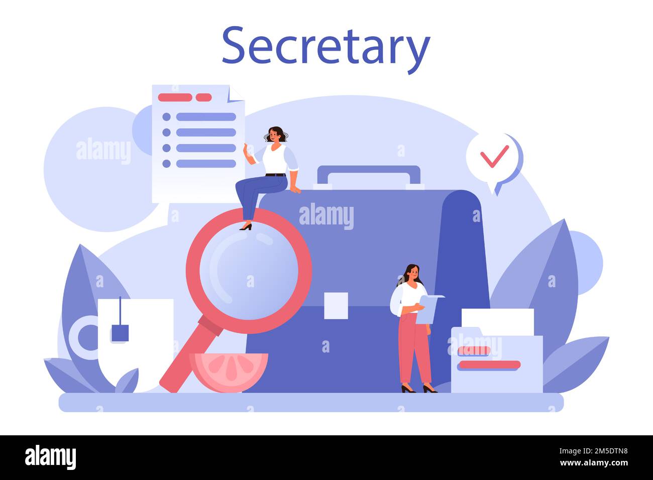 Secretary concept. Receptionist answering calls and assisting with ...