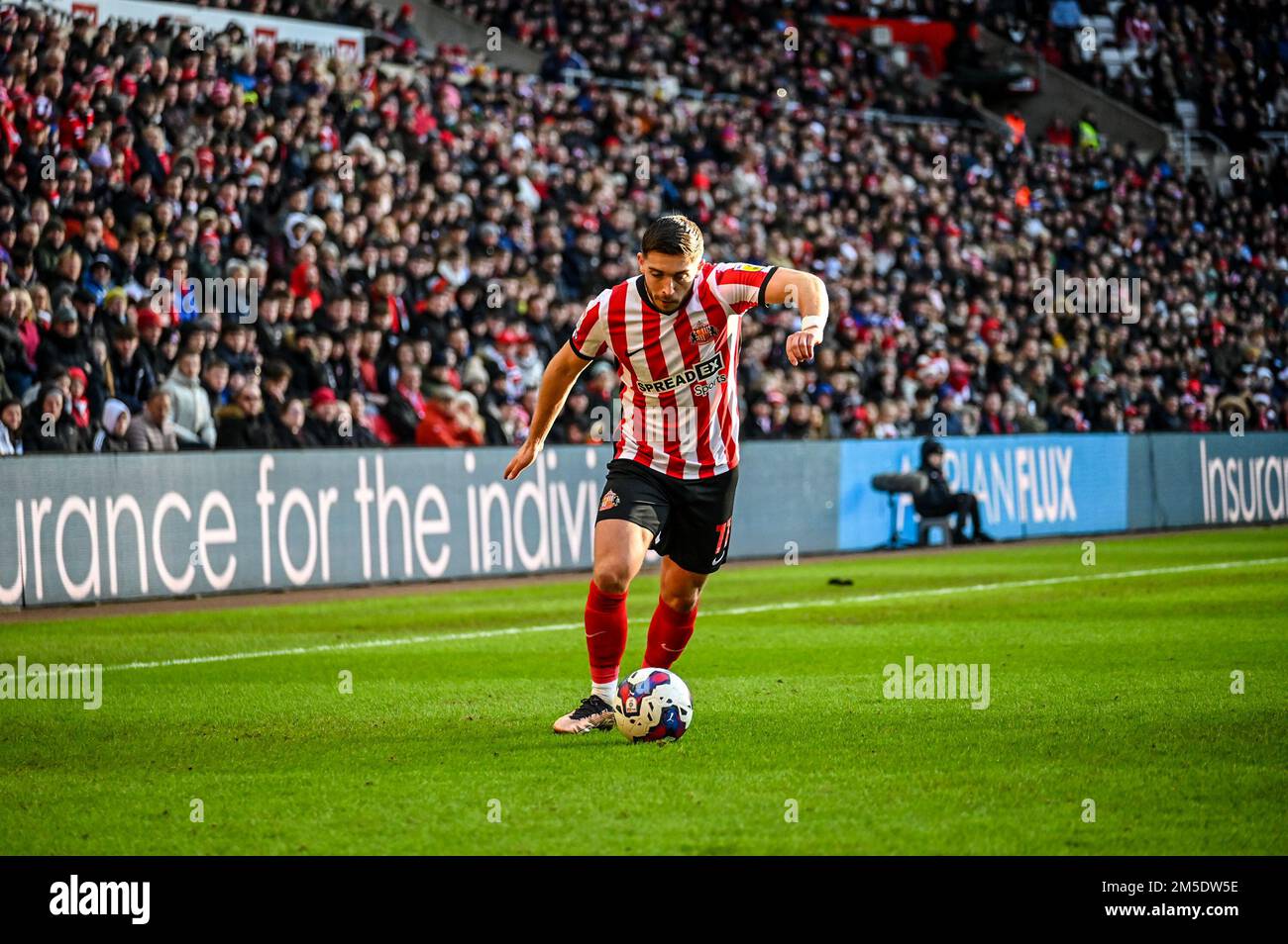 Sunderland AFC defender Lynden Gooch in action against Blackburn Rovers ...