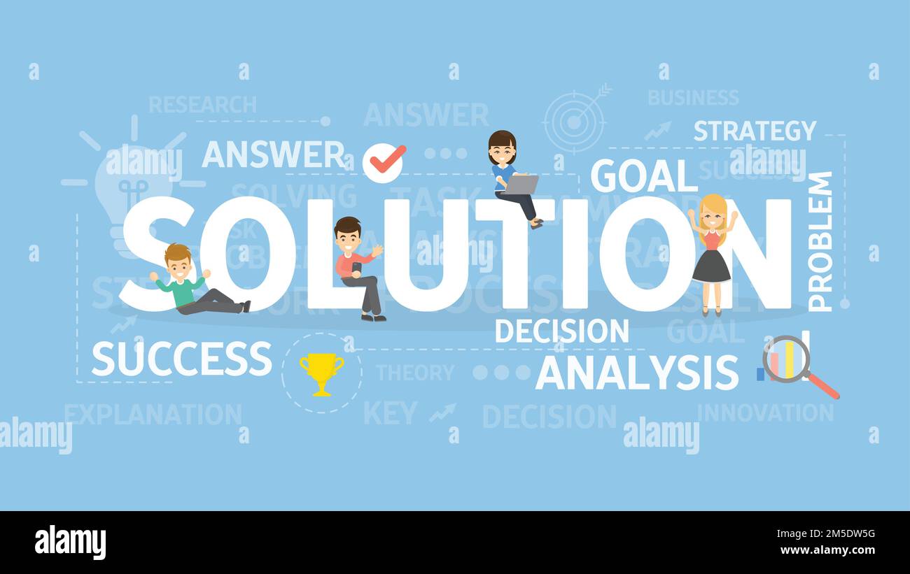 Solution concept illustration. Idea of analysis, questions and brainstorming Stock Vector Image ...