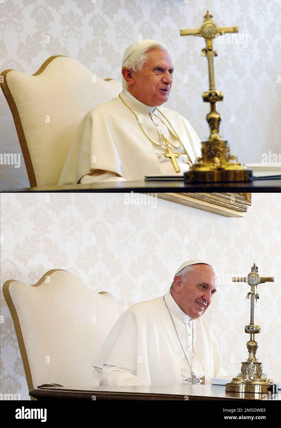 A combo of photos shows , high , Pope Benedict XVI on December 14, 2006 ...