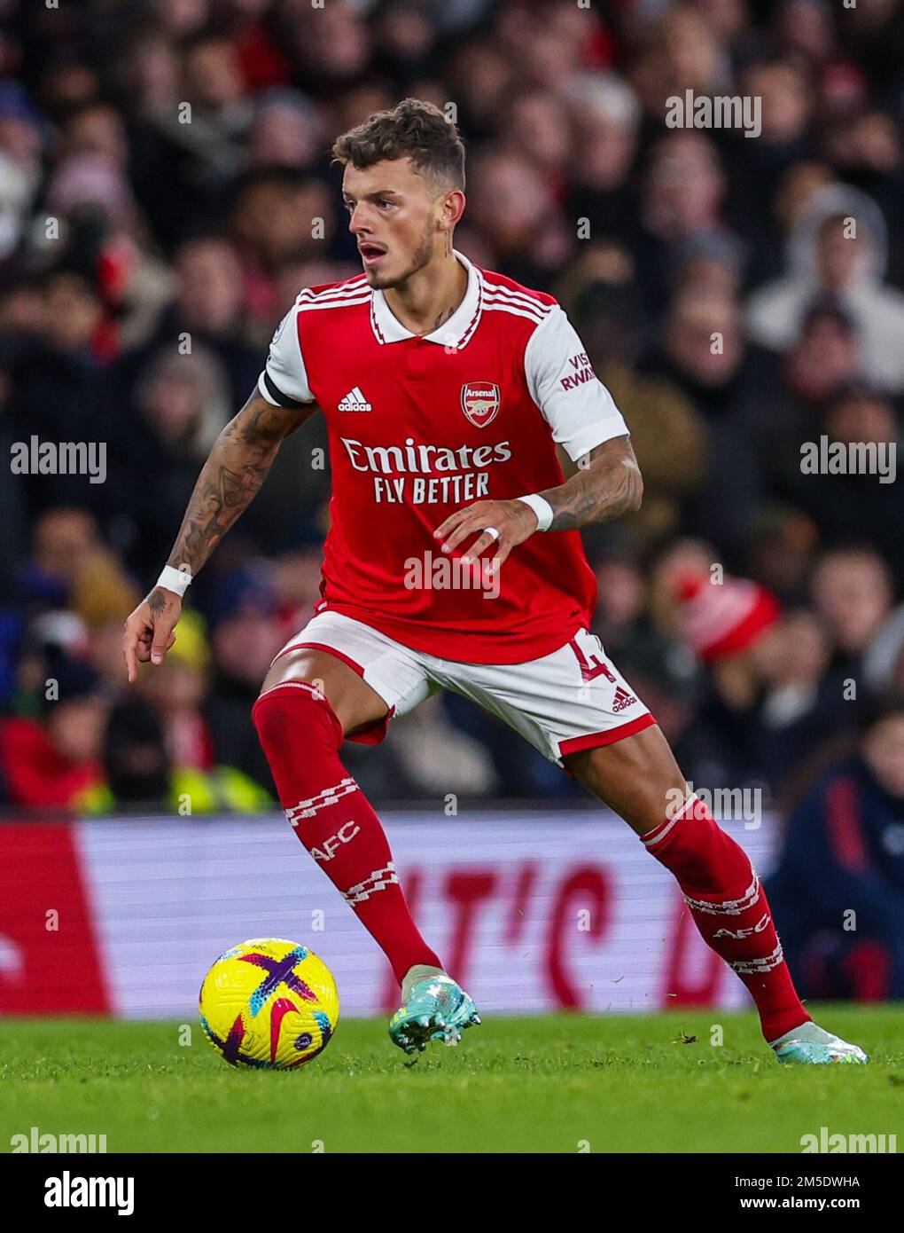 Arsenal's Ben White in action during the Premier League match at the ...