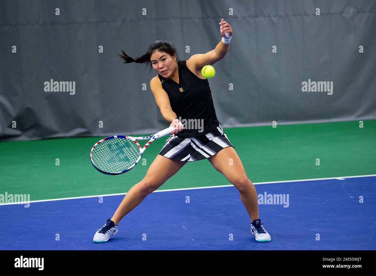 U.S. AIR FORCE ACADEMY, Colo. -- Air Force’s Alex Kuo makes a forehand ...