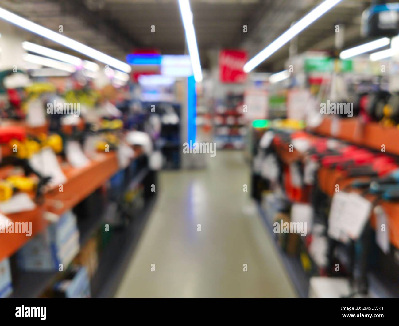 Abstract blur background of discount store for construction home - can ...