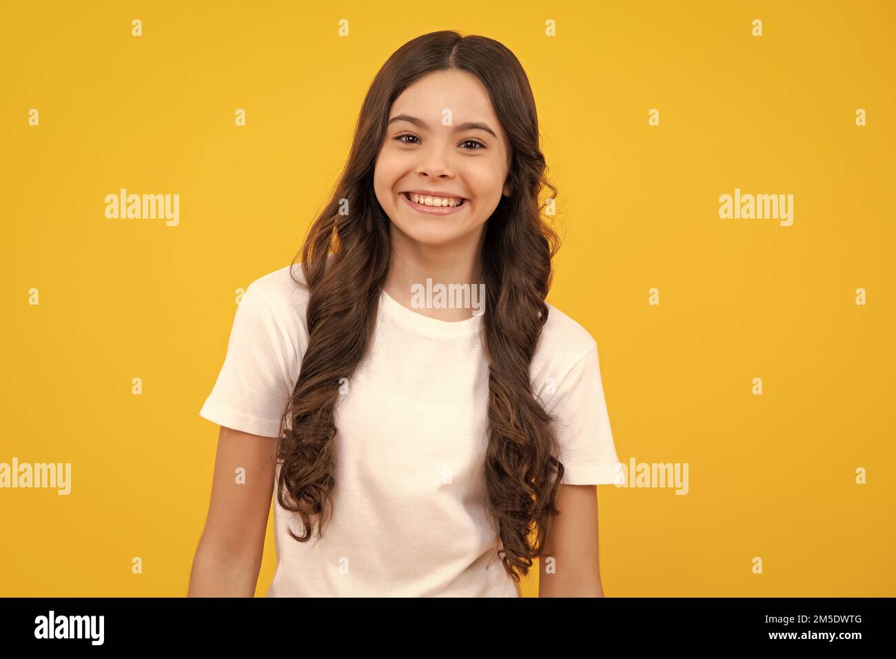 Little kid girl 12,13, 14 years old on isolated background. Children ...